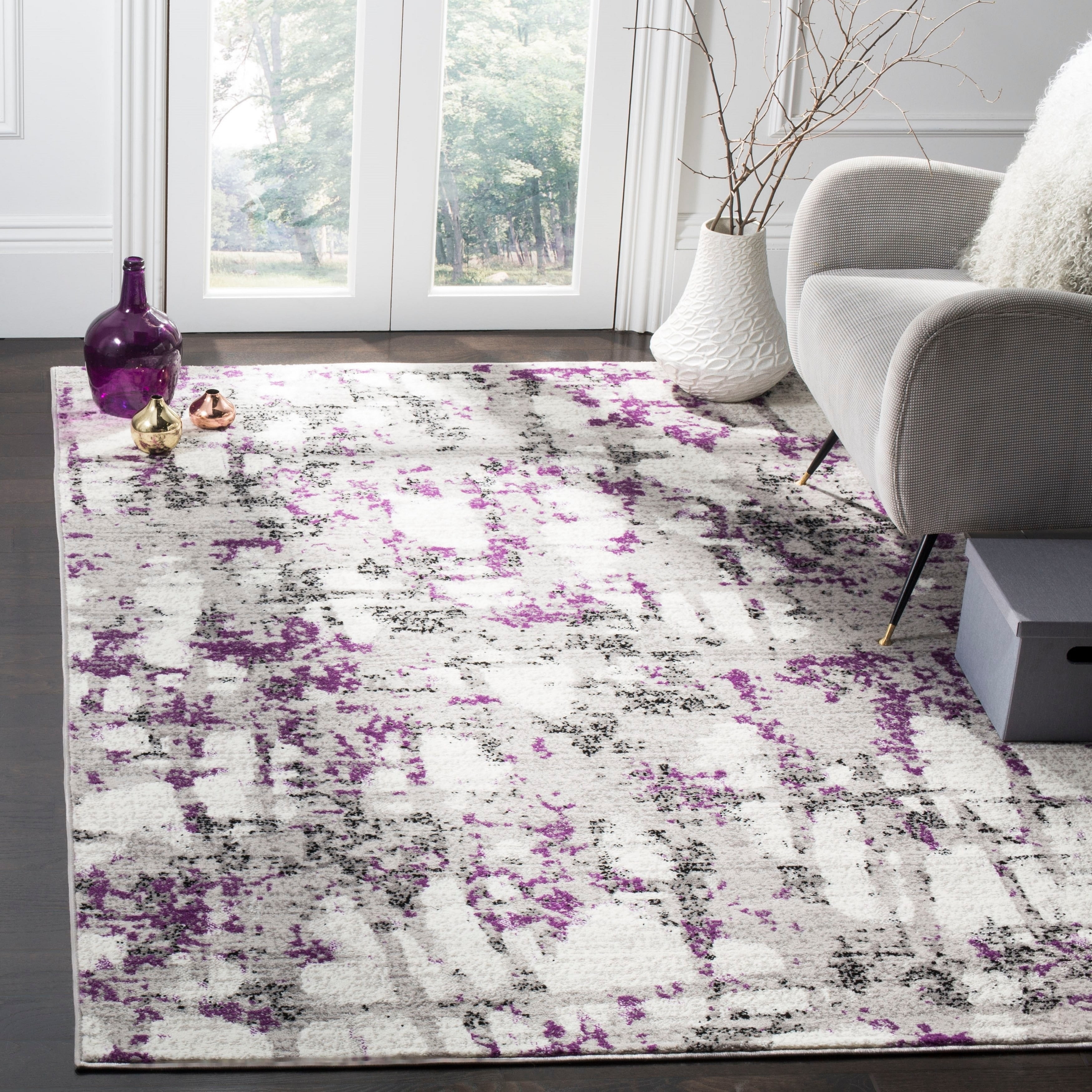 SAFAVIEH Skyler Langston Abstract Area Rug, Grey/Purple, 5'1" x 7'6 ...
