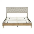 4 PCS Bedroom Sets, Queen Size Upholstered Platform Bed Frame with 2 ...