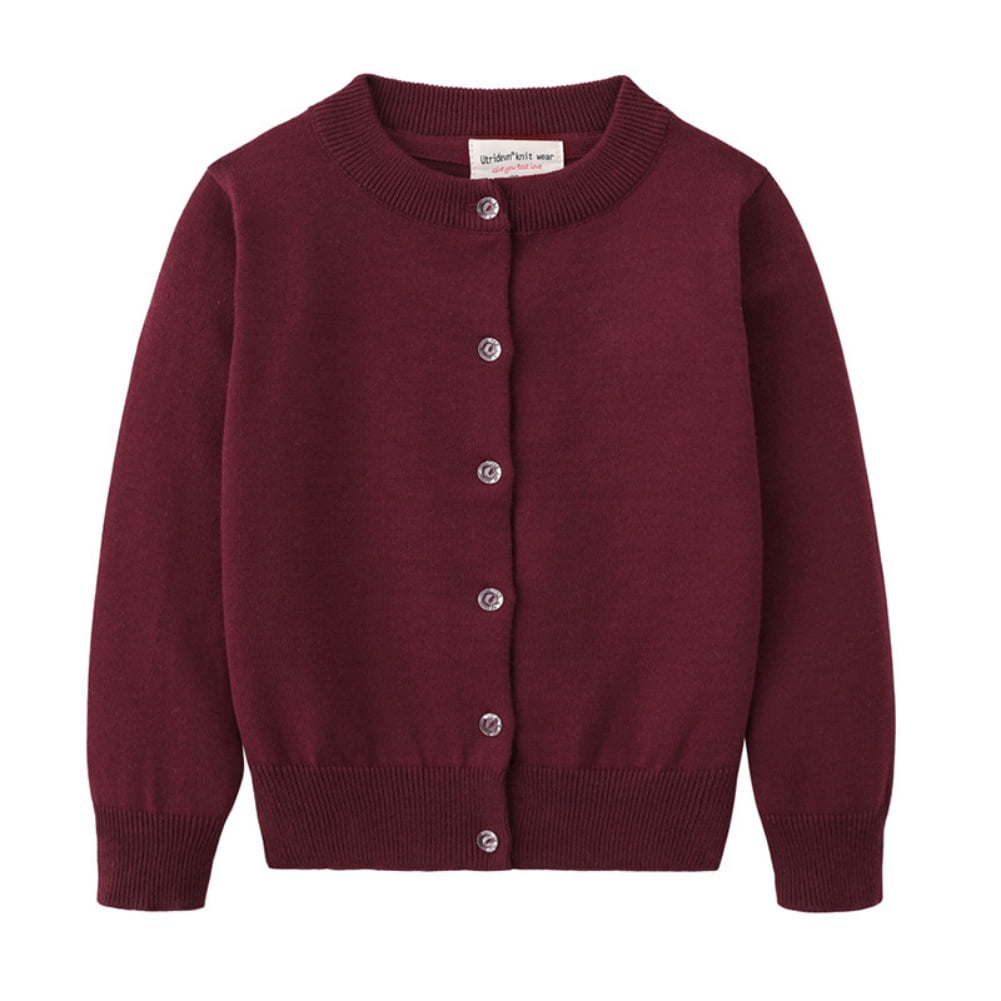 Girls School Uniform Long Sleeve Knit Cardigan Sweater - Walmart.com