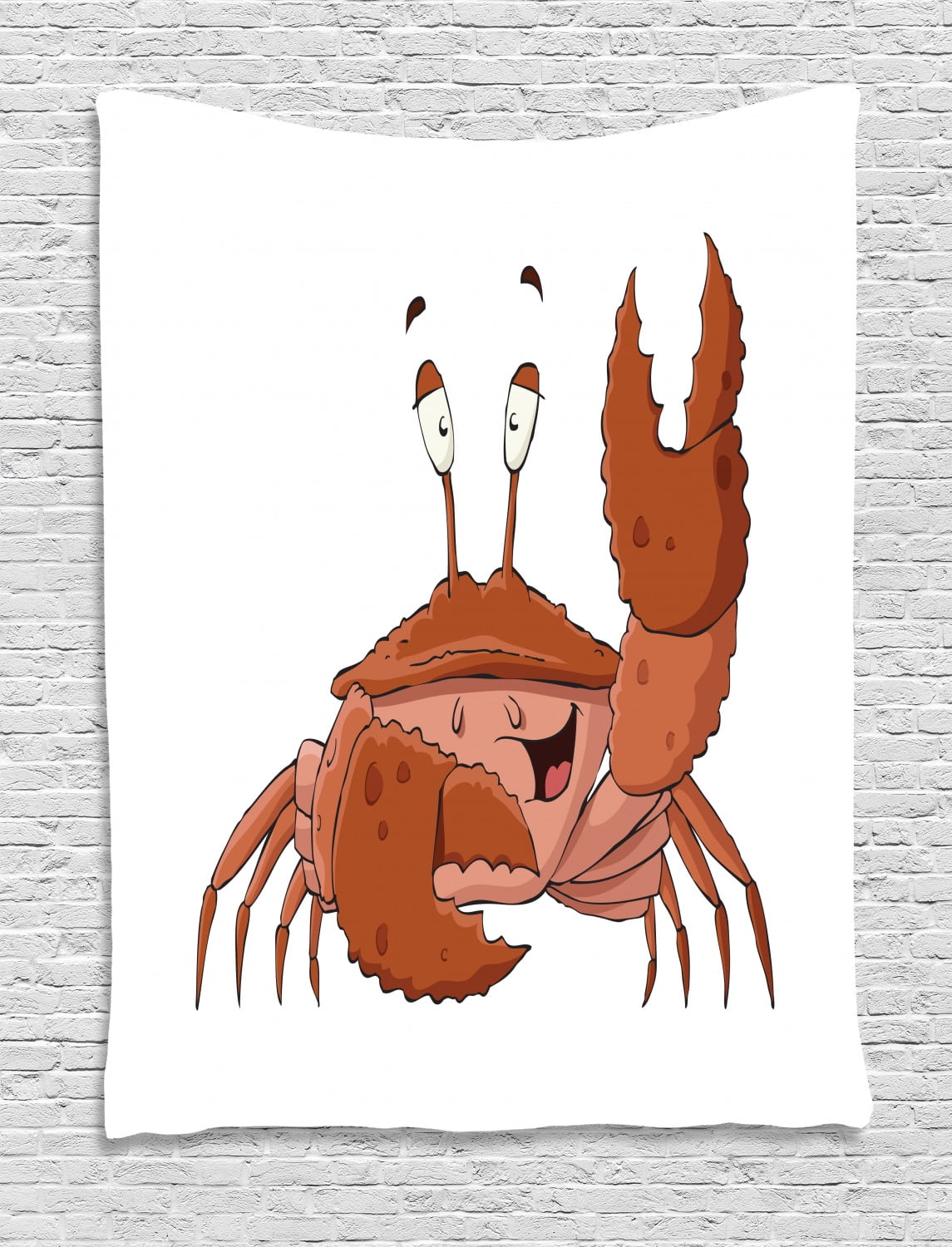Crabs Tapestry, Friendly Chela Arthropod Waving His Nipper Greeting ...