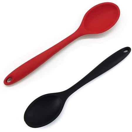 Silicone Nonstick Mixing Spoons Set 2 - Piece,High Heat Resistant to ...