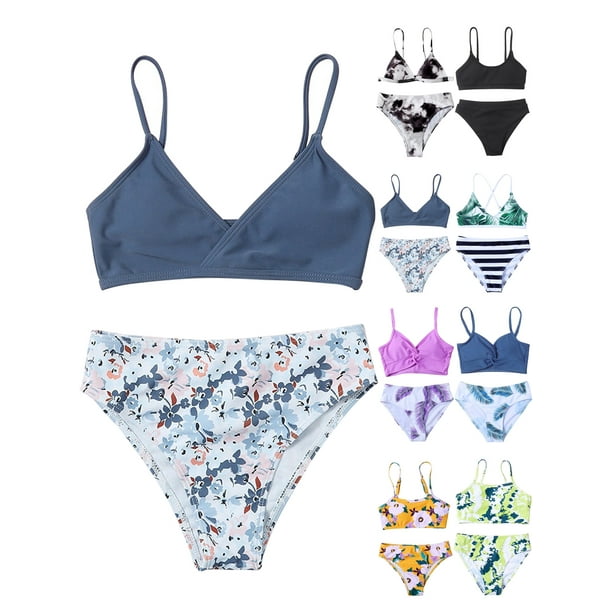 BULLPIANO Teen Girls Bikini Beach Swimwear 2 Piece Swimsuits Printing ...