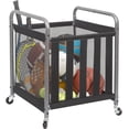 Ball Storage Bin Rolling Sports Ball Cart, Metal Garage Organizer Sport ...