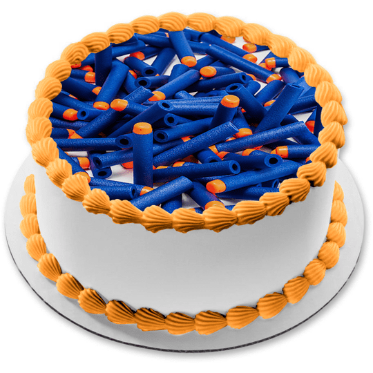 NERF Dart Pile Blue and Orange Bullet Childrens Toy Edible Cake Topper ...