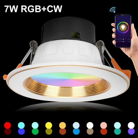 Spptty Wi-Fi Downlight, Wi-Fi Controlled Downlight,AC85-265V 7W RGB+CW ...