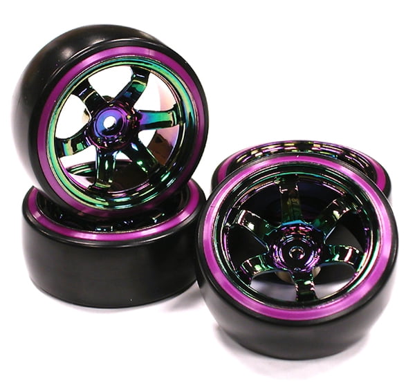 Integy RC Toy Model Hop-ups C23626PURPLE Rainbow Color 6 Spoke Wheel w ...