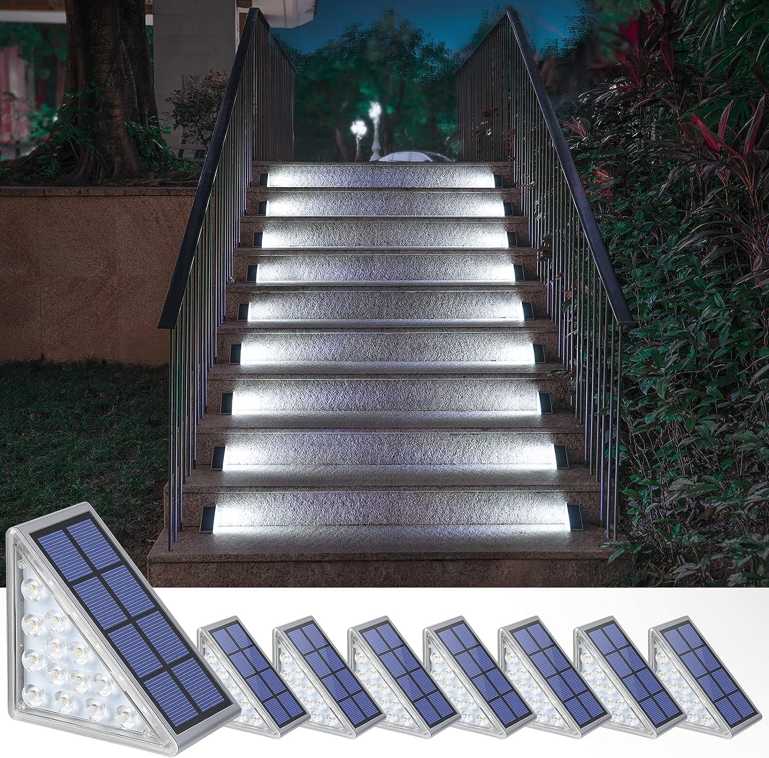 Elemore 8-Pack Solar Step Lights, Waterproof IP67, 13 LEDs, Outdoor ...