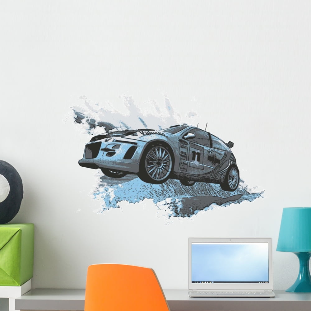 Car Racing Wall Decal by Wallmonkeys Peel and Stick Graphic (24 in W x ...