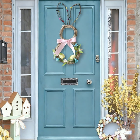 Easter Theme Wreath Decorations - Easter Bunny-shaped Rattan Wreath ...