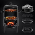 16-inch 3-Tier Vertical Charcoal Smoker Grill - Portable Zinc Alloy BBQ ...