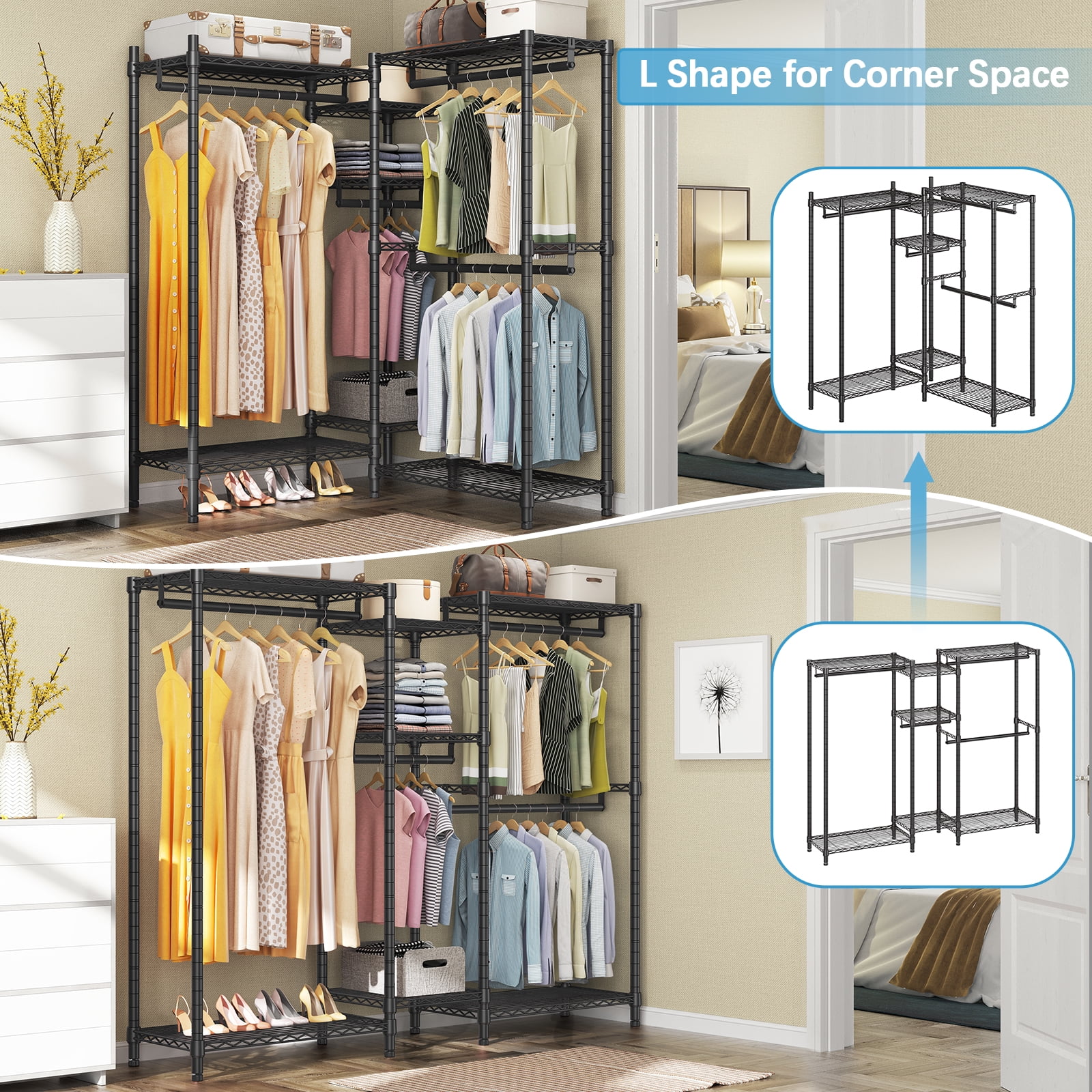 Buy VIPEK V6 5 Tiers Wire Garment Rack Heavy Duty Clothes Rack ...