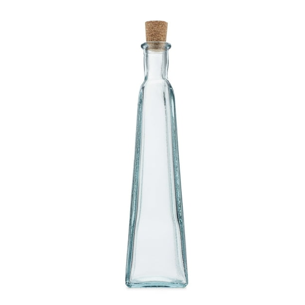 Green Glass Pyramid Bottle with Cork - 10 oz Capacity - Walmart.com