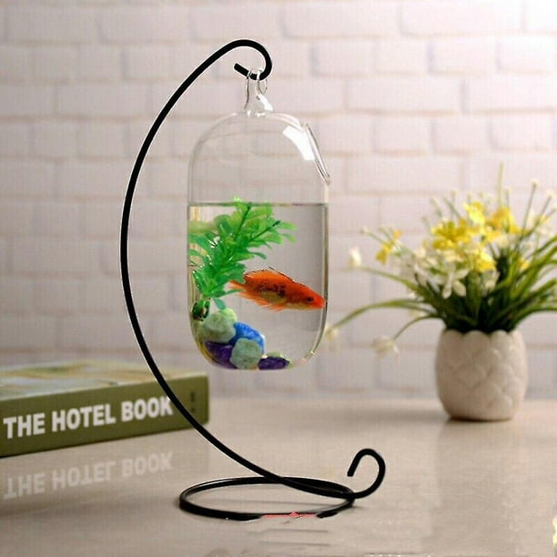 15cm Suspended Transparent Hanging Glass Fish Tank Infusion Bottle Aqu ...