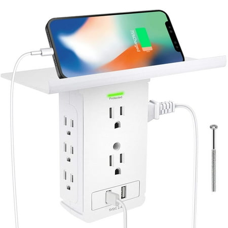 Outlet Shelf, Wall Outlet Extender Shelf Socket Shelf with 8 AC Outlet ...