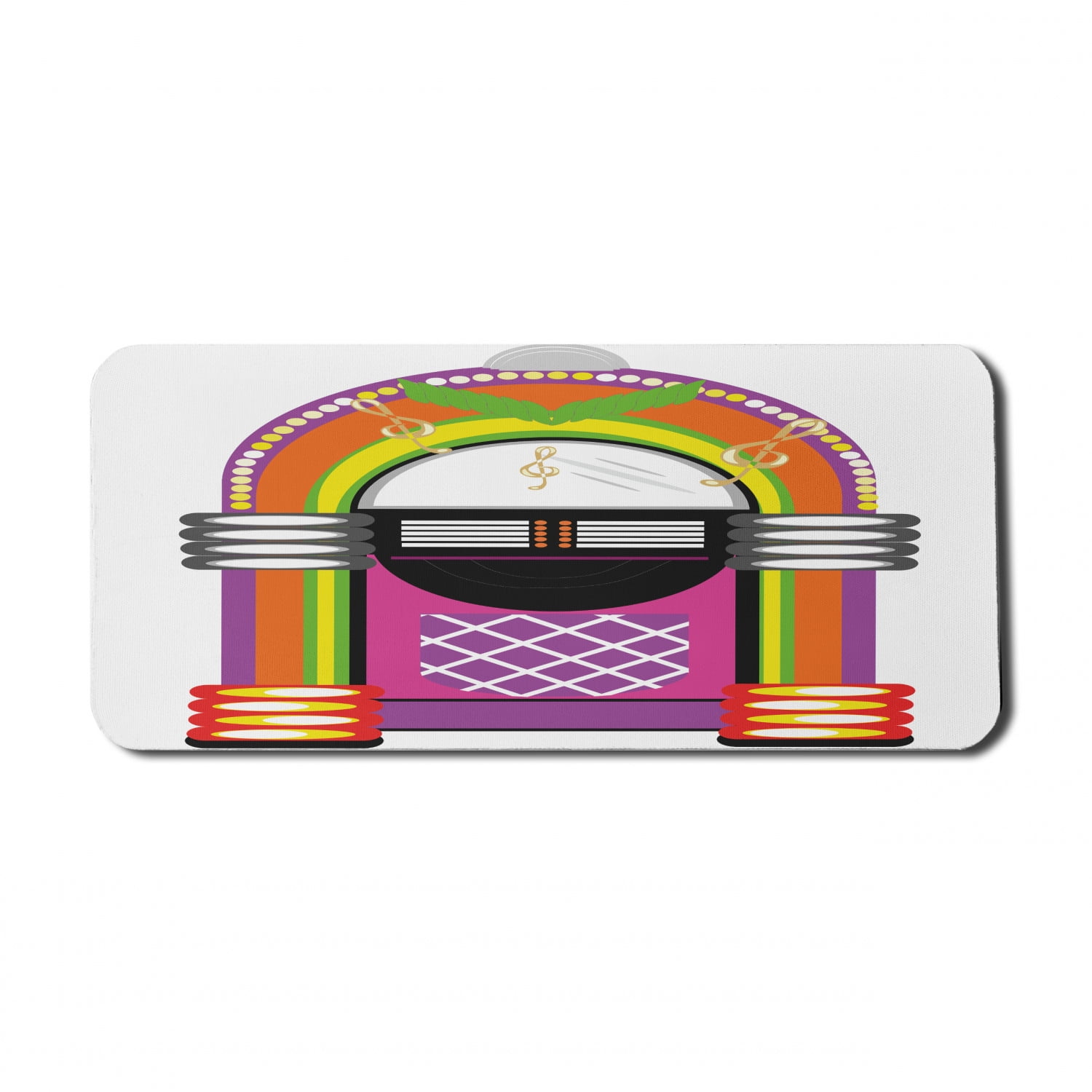 Jukebox Computer Mouse Pad, Cartoon Vivid Design Vintage Music Notes ...