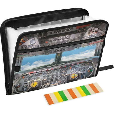 Aircraft Cockpit with Blue Sky Outside Expanding File Folder, 13 ...