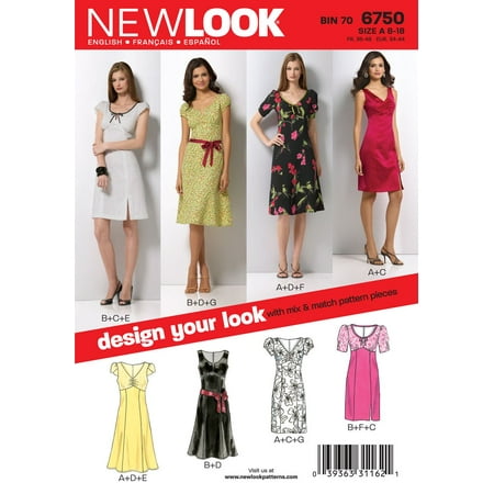 New Look Sewing Pattern 6750 Misses Dresses, Size A (8-10-12-14-16-18 ...