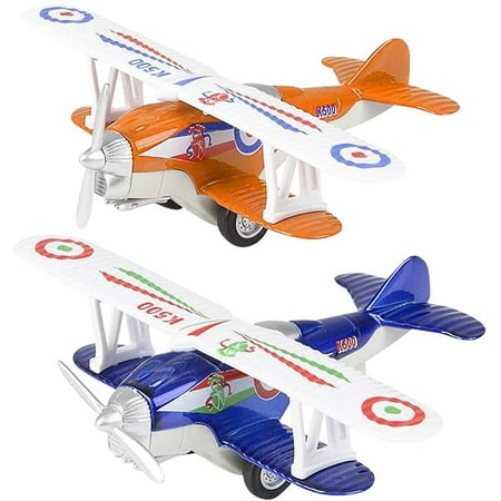 IGUOHAO Diecast Classic Biplanes with Pullback Mechanism, Set of 2, Die ...