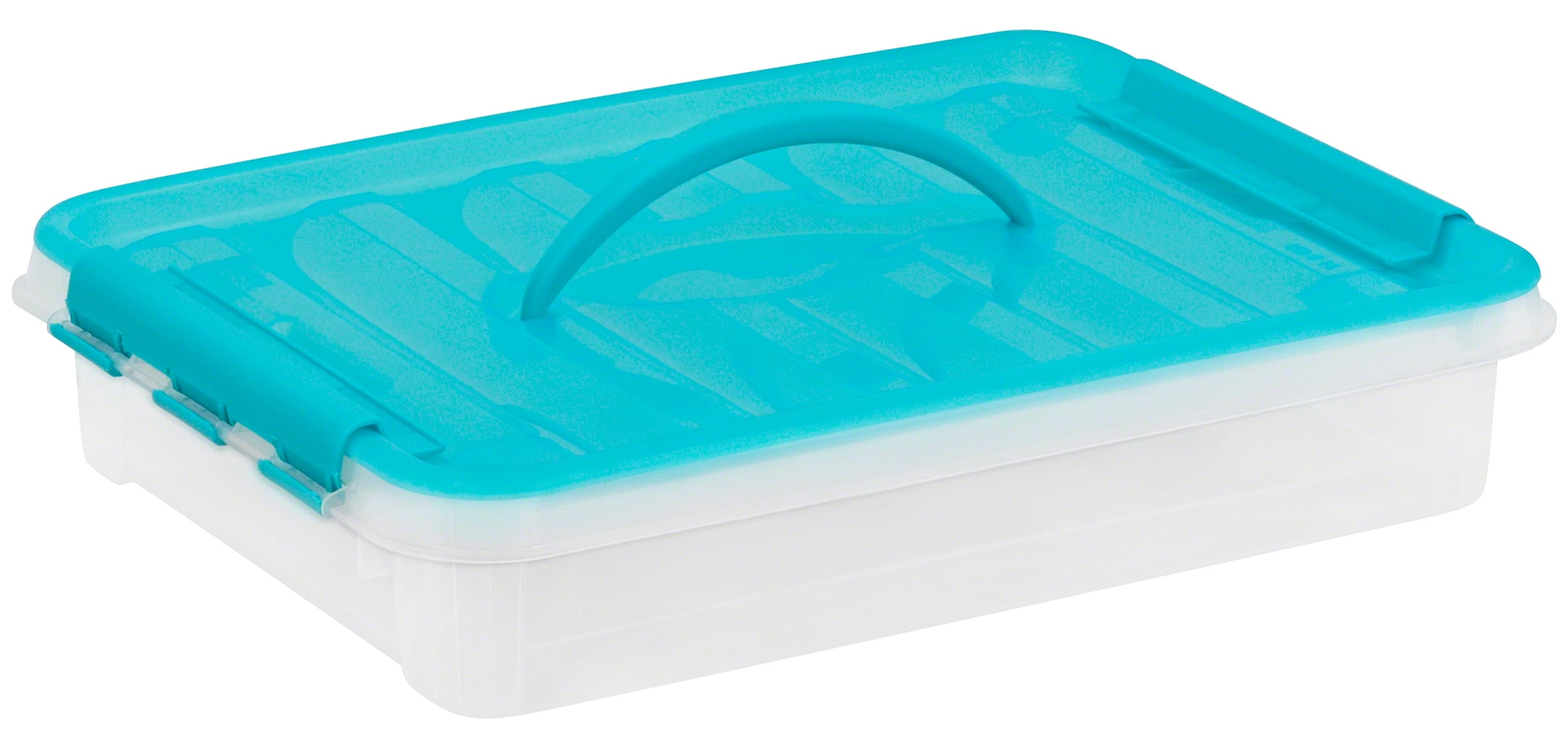 snapware smart store 16" x 3" container w/ turquoise handles - Walmart.com