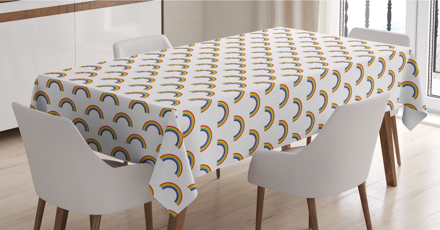 Rainbow Tablecloth, Repetitive Colorful Rainbow on a Plain Background ...