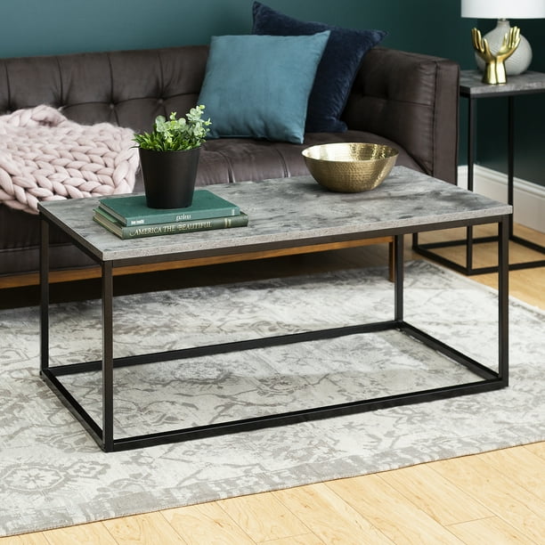 Faux Dark Concrete Mixed Material Coffee Table by Manor Park - Walmart ...