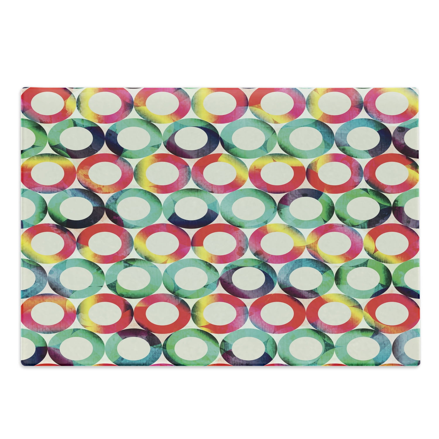 Geometric Circle Cutting Board, Vibrant Style Circular Forms Retro ...