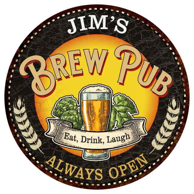 JIM'S Beer Pub Man Cave Metal Sign Home Wall Decor 12 inch Round ...