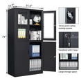"STANI Heavy Duty Metal Storage Cabinet, Black Steel Locker with Glass ...