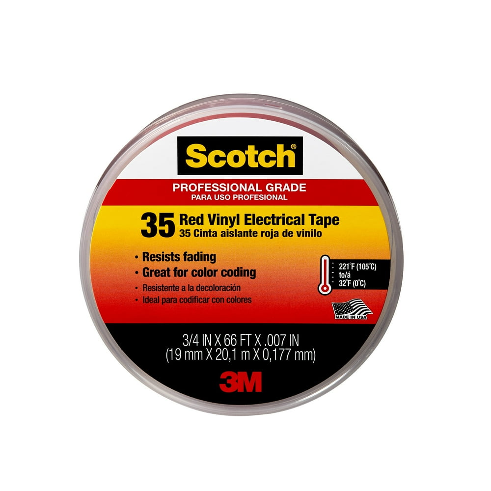 3M Scotch #35 Electrical Tape, 10810-DL-2W8, .75 Inch x 66 Foot x .007 ...