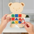 Button Lacing Card Bear Threading Toy Wooden Material for Preschool ...