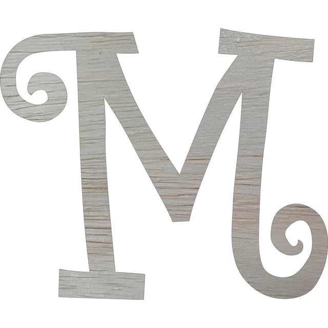 Unfinished Wood 18'' Curlz Letter M, Blank Alphabet Craft - Walmart.com