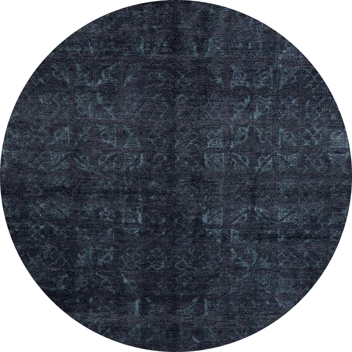 Ahgly Company Indoor Round Abstract Blue Abstract Area Rugs, 8' Round ...