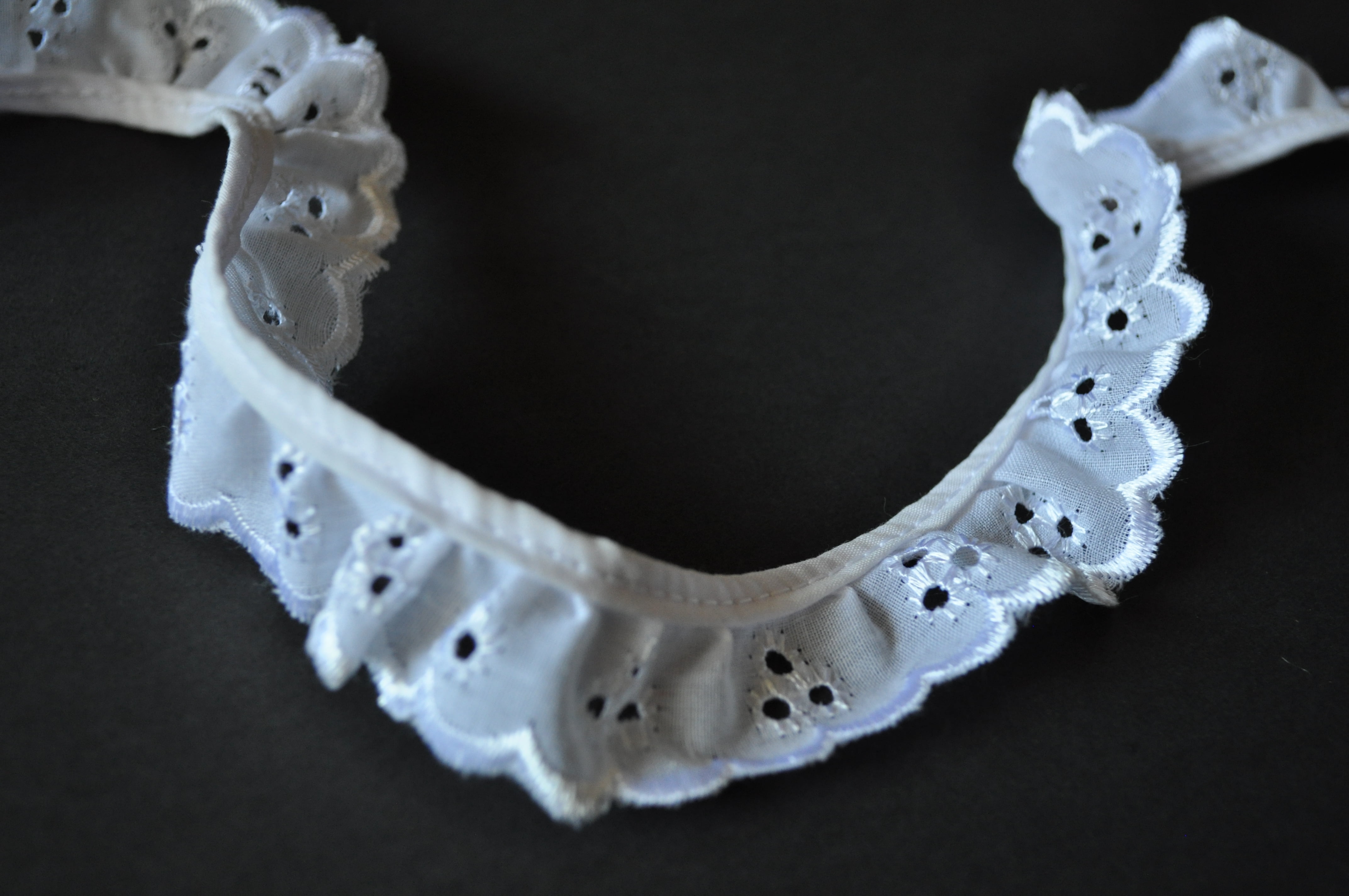 Kiddo 1" White Gathered Ruffled Cotton Eyelet Lace Trim Sewing Notions ...