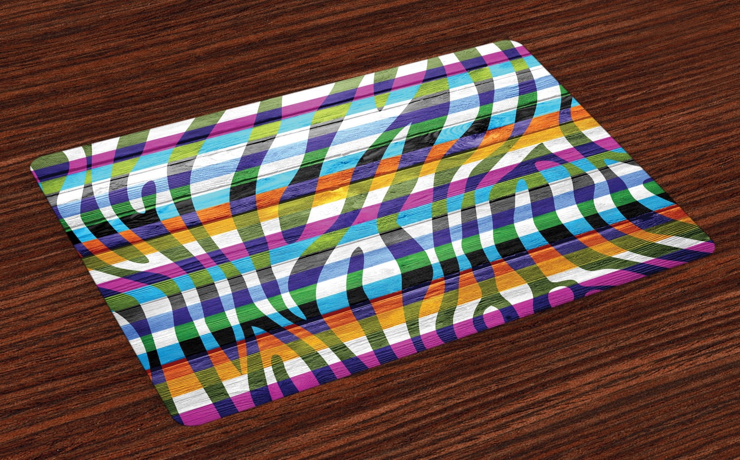 Zebra Print Placemats Set of 4 Colored Zebra Print Wood Planks Rustic ...