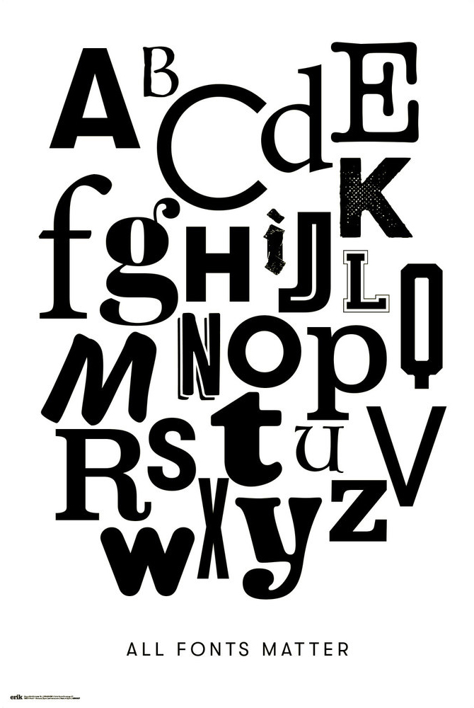 All Fonts Matter - Typography Poster (The Alphabet in 26 Fonts) (Size ...