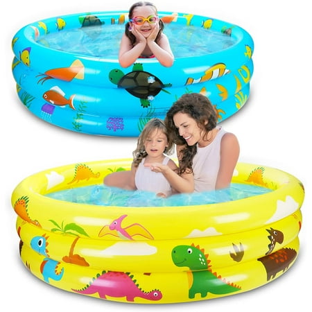 2 Packs Toddler Pools Inflatable Baby Pool Dinosaur & Sea Pool for Kids ...