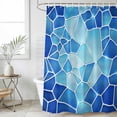 Blue Mosaic Shower Curtain, Modern Abstract Crimson Tiles Geometric Art ...