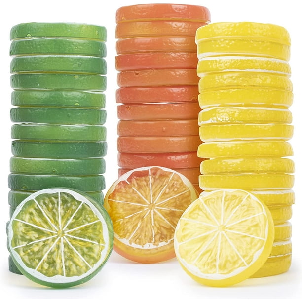 Fake Lemon Slices Lifelike for Decorations - Pack of 48 Pieces Lime ...