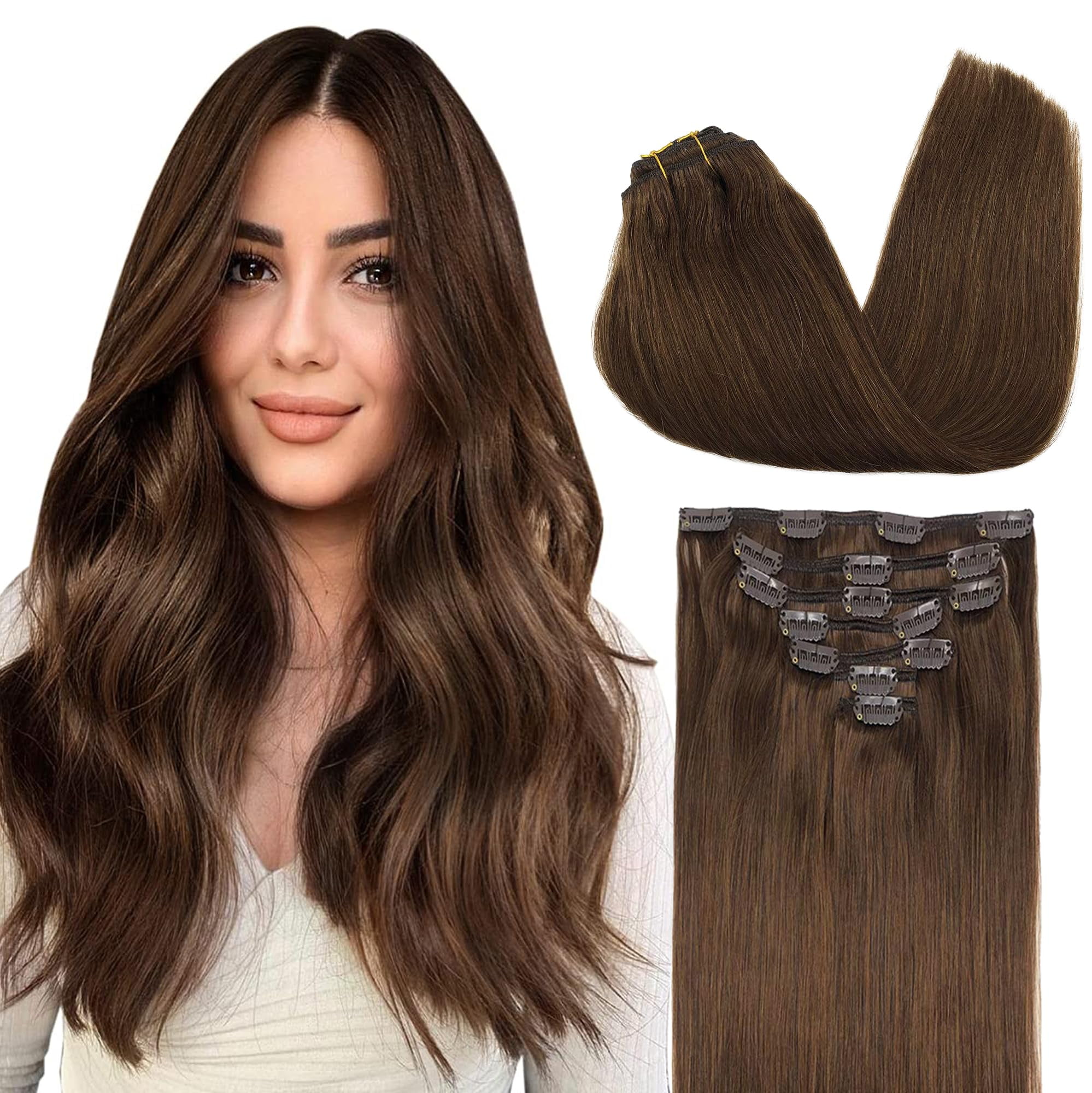 Extensiones de cabello con clip, cabello humano real, extensiones de ...