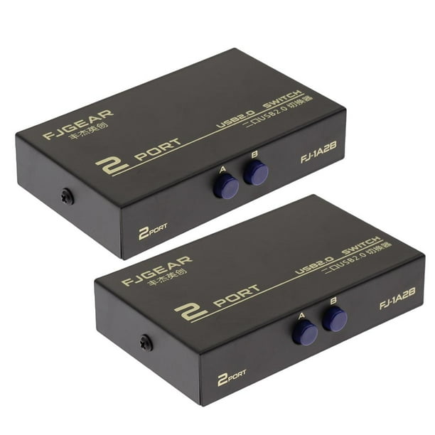 2 Ports USB 2.0 Manual Sharing Switch Hub Control Box For Computer ...