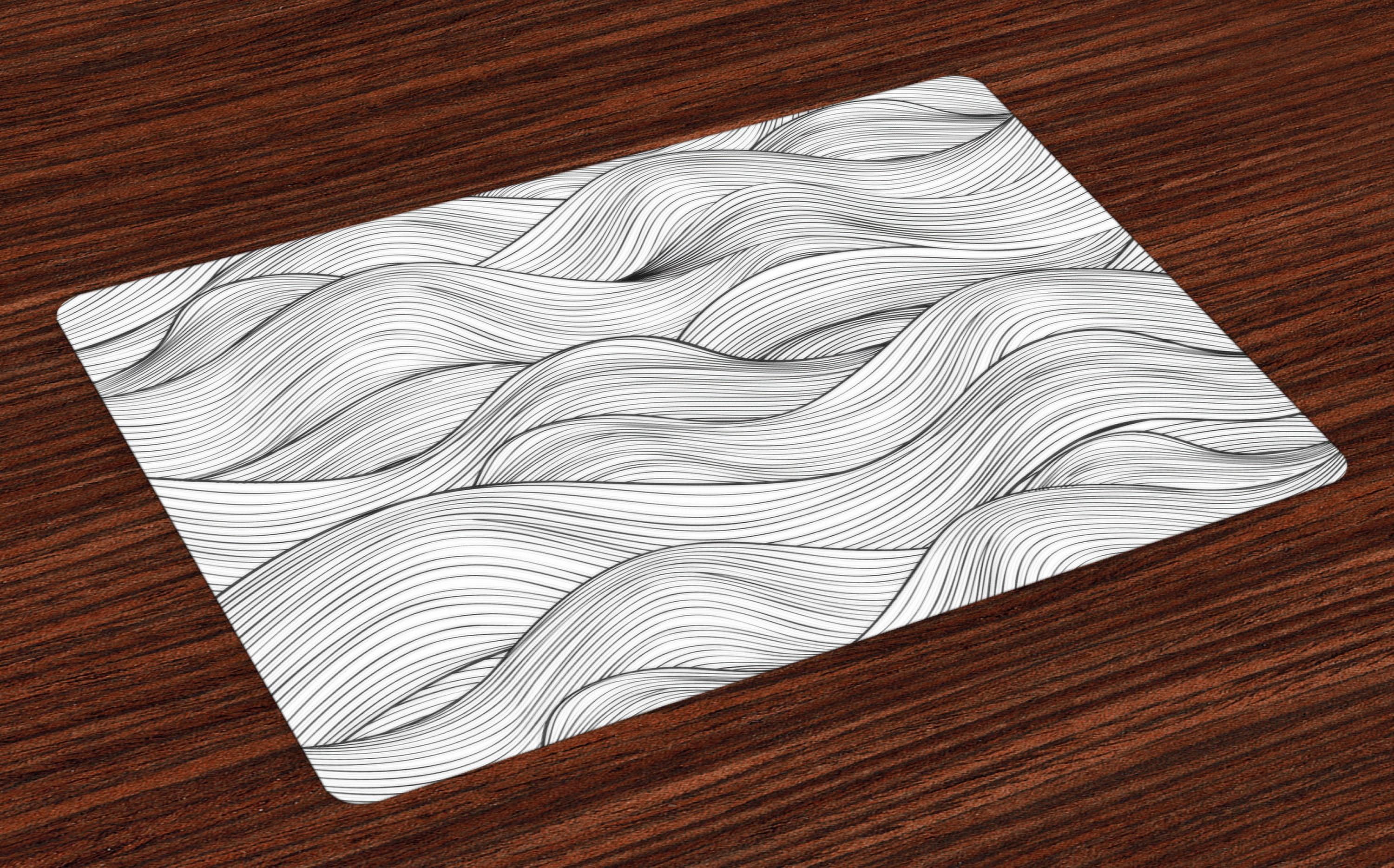 Ambesonne Dark Grey Place Mats Set of 4, Geometric Waves Ocean ...