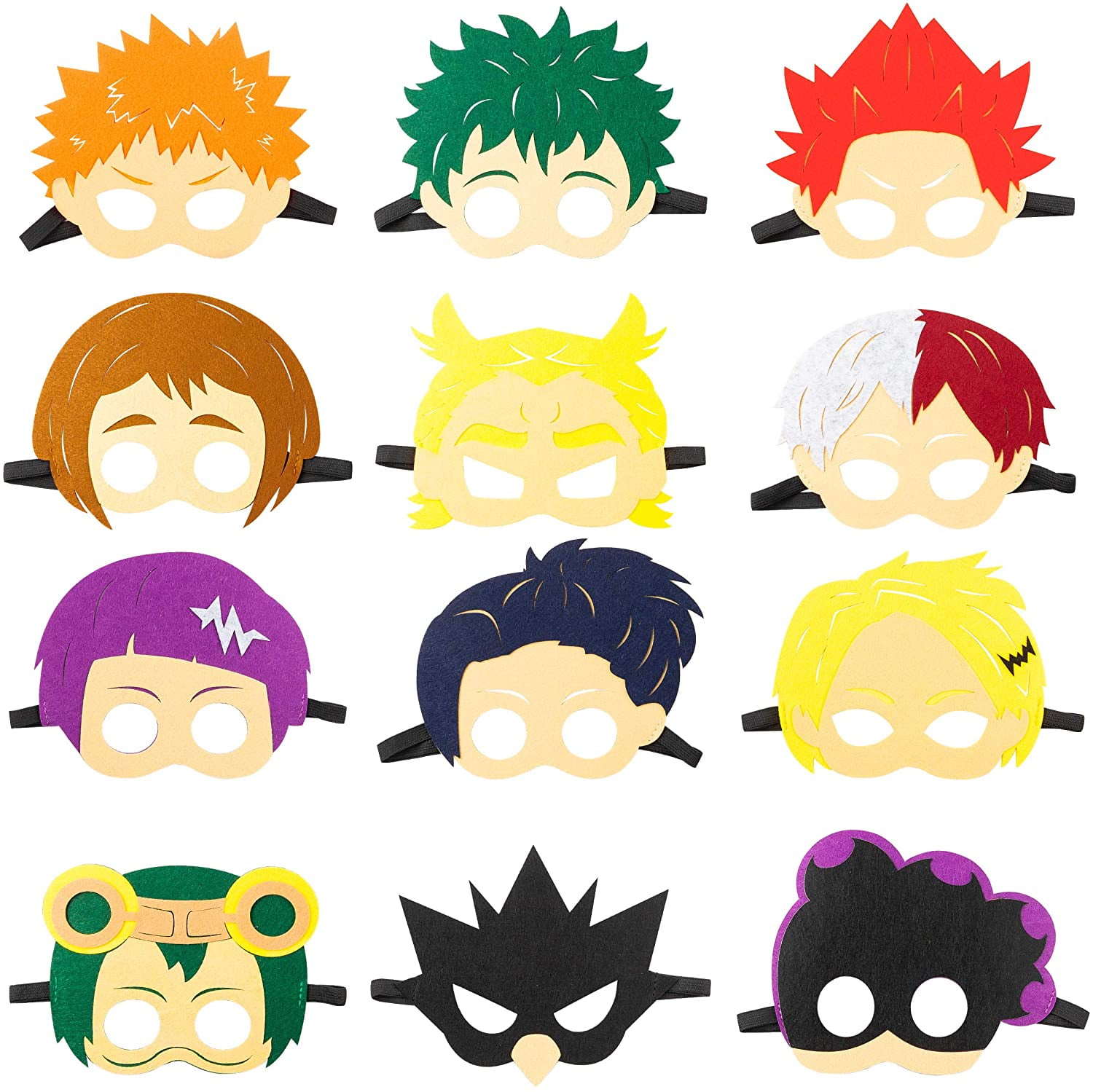 12Pcs My Hero Academia Felt Masks Themed Costumes Masks Party Supplies ...