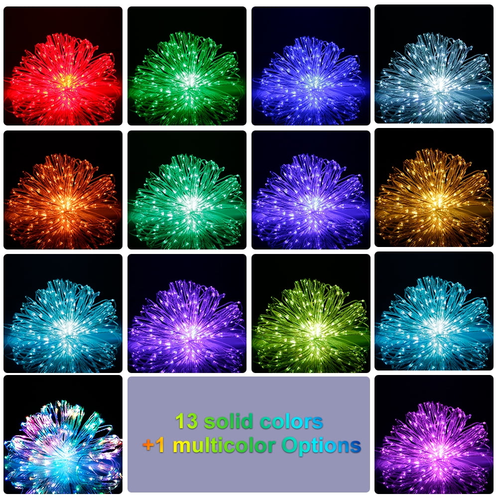 Metaku 14 Colors String Lights 66ft 200 LED Ultra Thin Rope Lights Plug ...