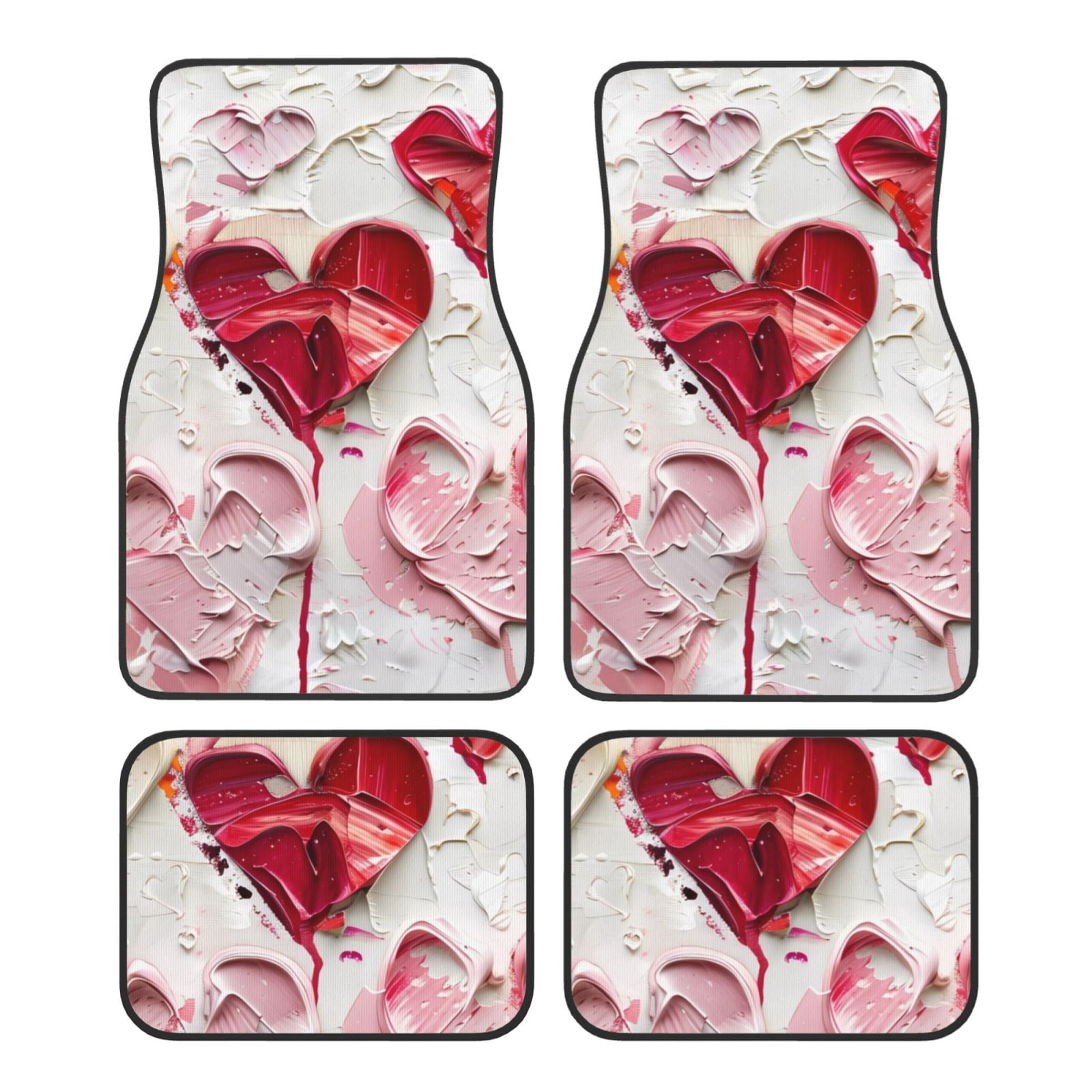 KLL Textured Heart Abstract Art Print Carpet Floor Mats for Cars, Auto ...