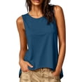 ClodeEU Women's Round Neck Cross Back Cutout Sleeveless Asymmetrical ...