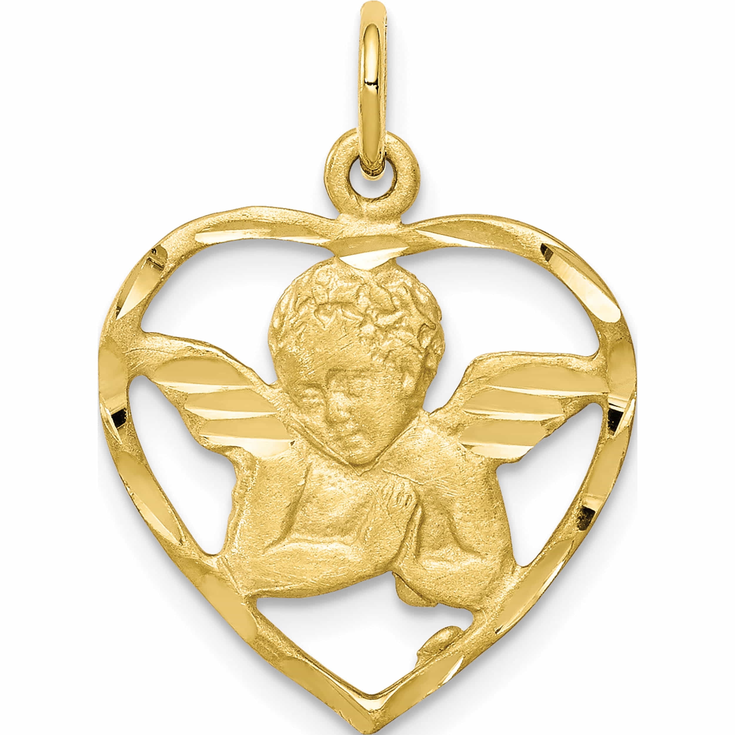 10K Yellow Gold Angel Heart Charm (25 X 21) Made In United States ...