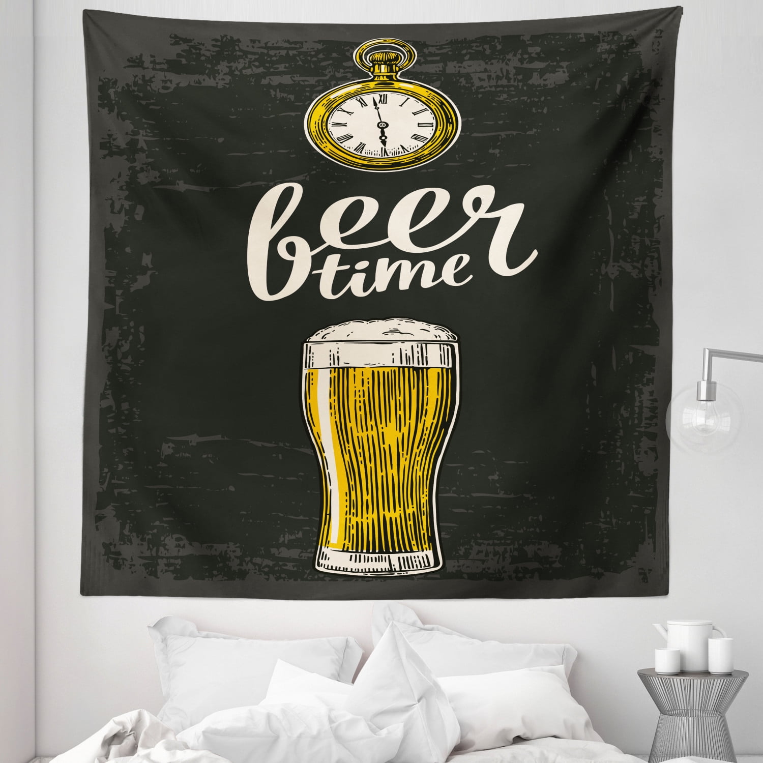 Modern Tapestry, Beer Time Typography with Glass and Old Antique ...