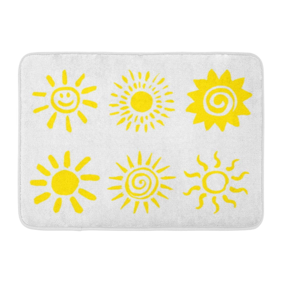 GODPOK Summer White Ray of Hand Drawn Sun Yellow Sunshine Symbol Rug ...