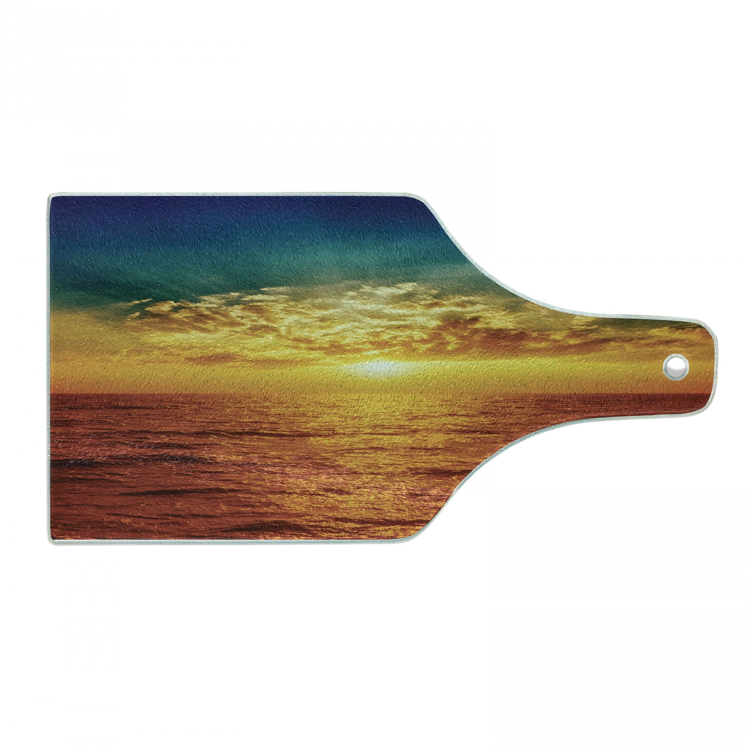 Ocean Cutting Board, Sunset Clouds Exotic Seaside with Sun Rays Evening ...