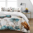 4 Piece Duvet Cover Set Queen, Spring Butterfly Watercolor Blue Flower ...